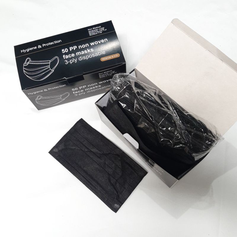 Jual MASKER HITAM 3PLY DISPOSABLE MASK TISSUE MEDIS | Shopee Indonesia