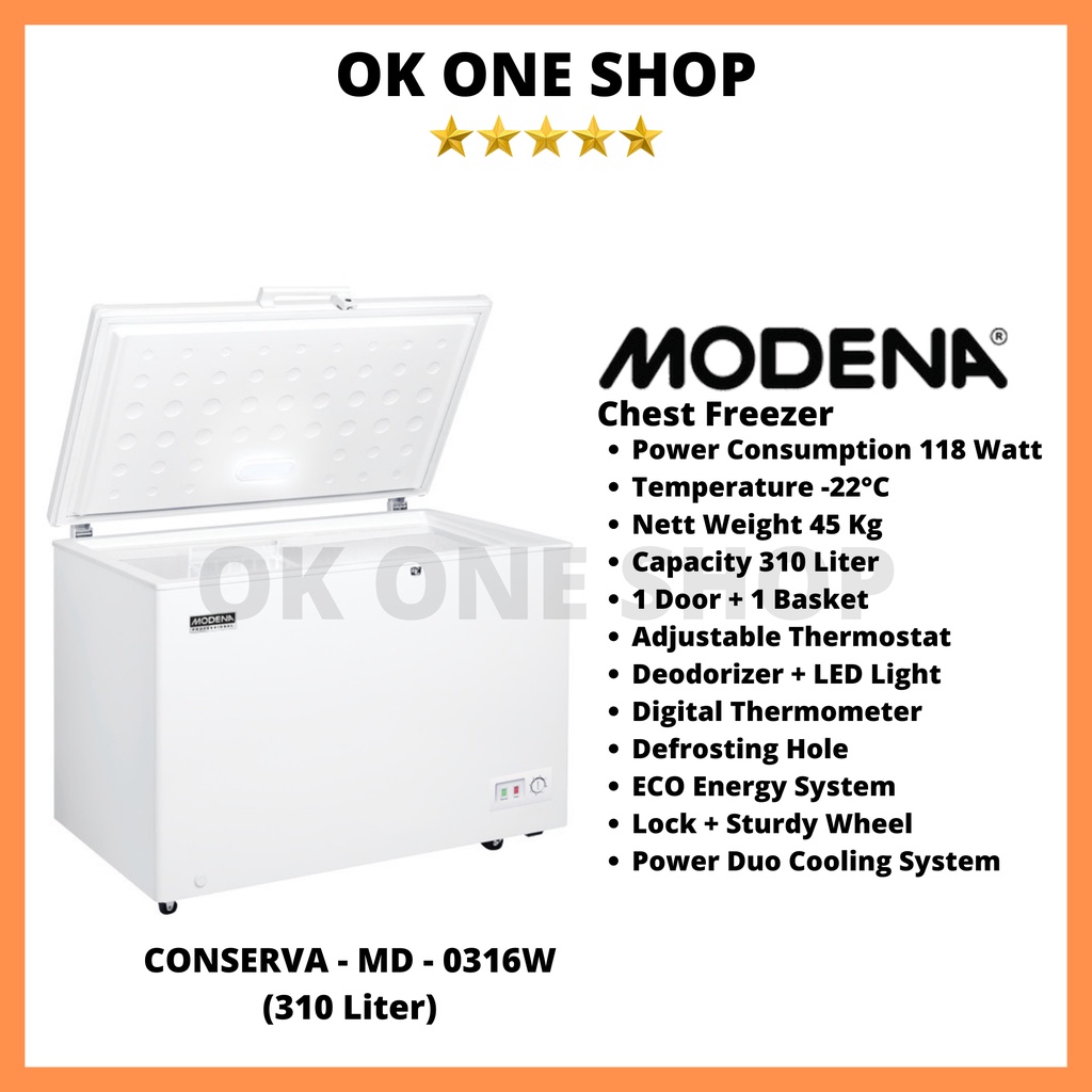 Jual MODENA Chest Freezer MD-0316W (310 Liter) | Shopee Indonesia