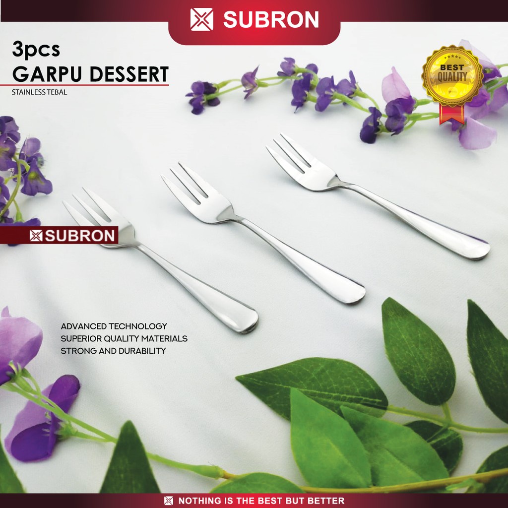 Jual SUBRON 3Pcs Sendok Garpu Makan Buah Dessert Teh/Kopi Stainless ...