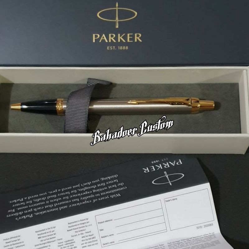 Jual PULPEN SIGNATURE PARKER ORIGINAL IM BRUSHED METAL BLACK CLIP GOLD ...