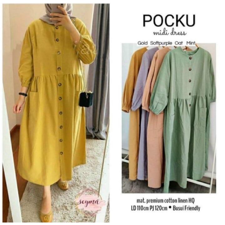 Jual pocku mideya midi dress | Shopee Indonesia