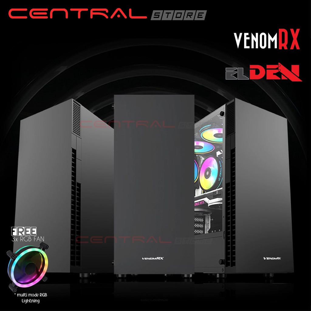 Jual Casing PC VENOMRX ELDEN Komputer Gaming Case Tempered FREE 3 FAN ...