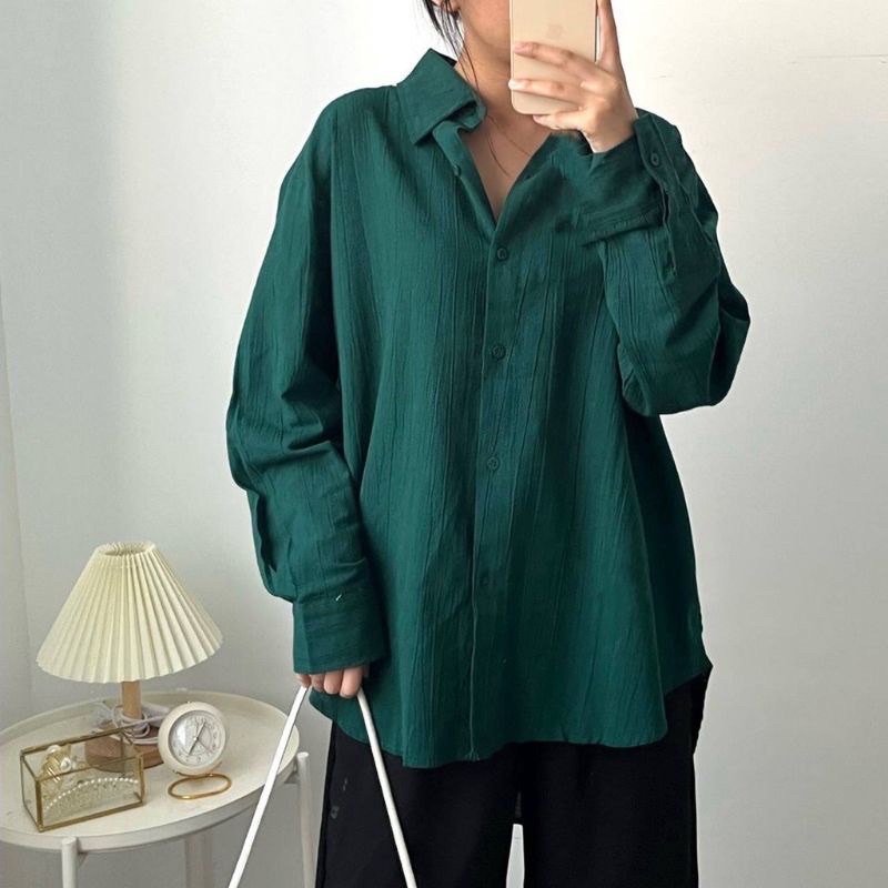 Jual Suki Shirt 2022 - Kemeja Basic Oversize Linen Crinkle Premium ...