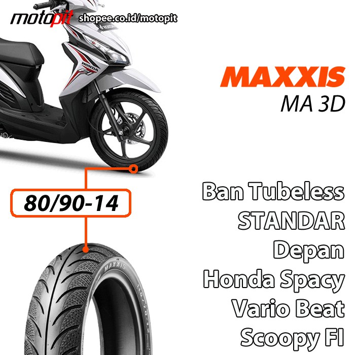 Jual Maxxis MA 3D 80/90-14 Ban Depan Standar Honda Beat Vario Spacy ...