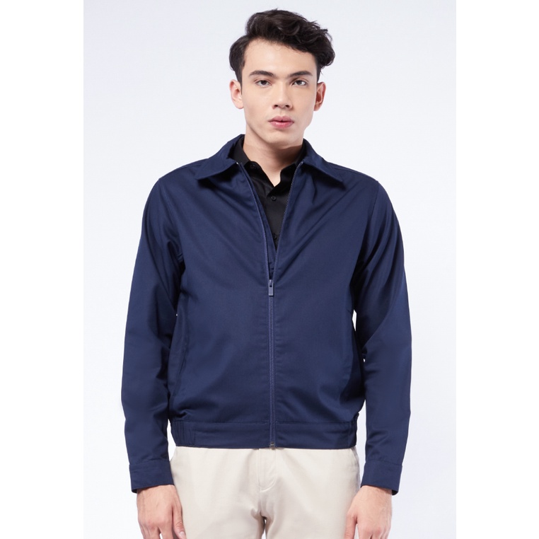 Jual Executive Full Zip Collared Jacket Navy | Shopee Indonesia
