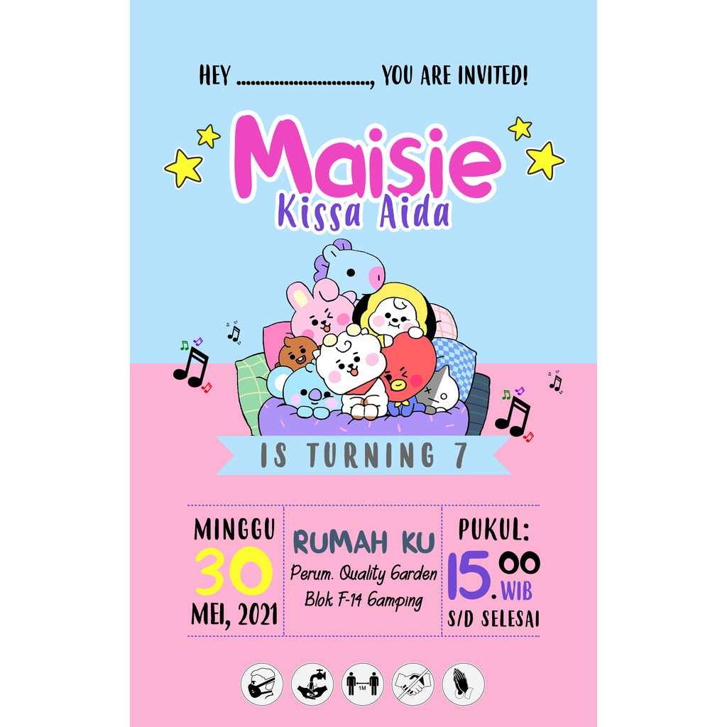 Jual Balada Party Undangan Ulang Tahun BT21 BTS | Shopee Indonesia