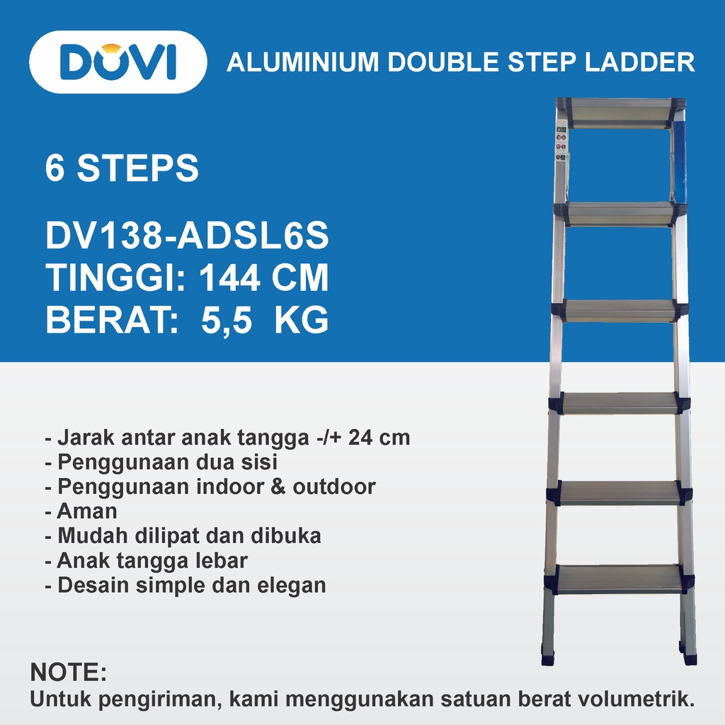 Jual Tangga Lipat Aluminium Double Step Ladder Dovi 6 Steps | Shopee ...