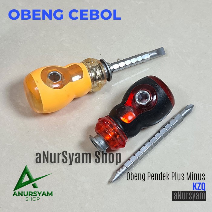 Jual Obeng Pendek Bolak Balik Plus Min KZQ / Obeng Cebol | Shopee Indonesia