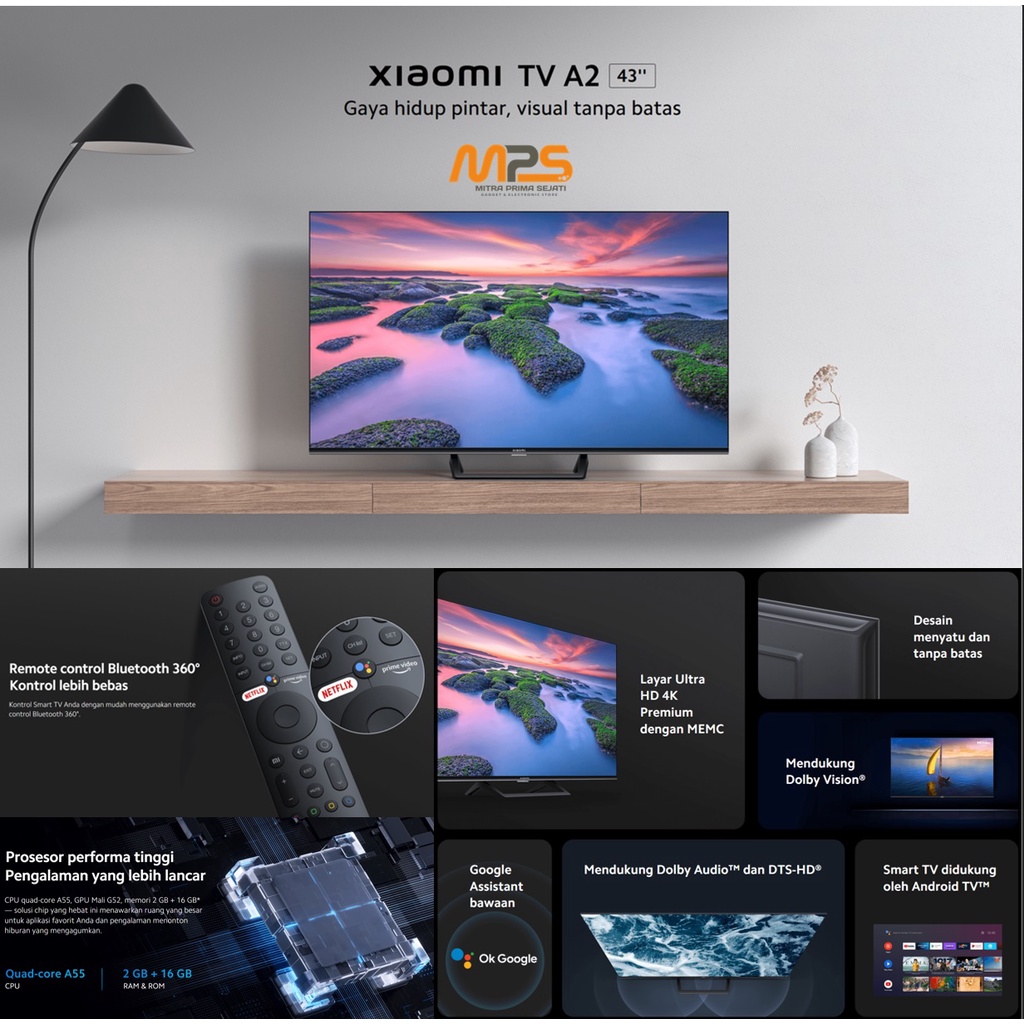 Jual Xiaomi TV A2 43 Inch 4K UHD Digital TV - Android TV - Garansi ...