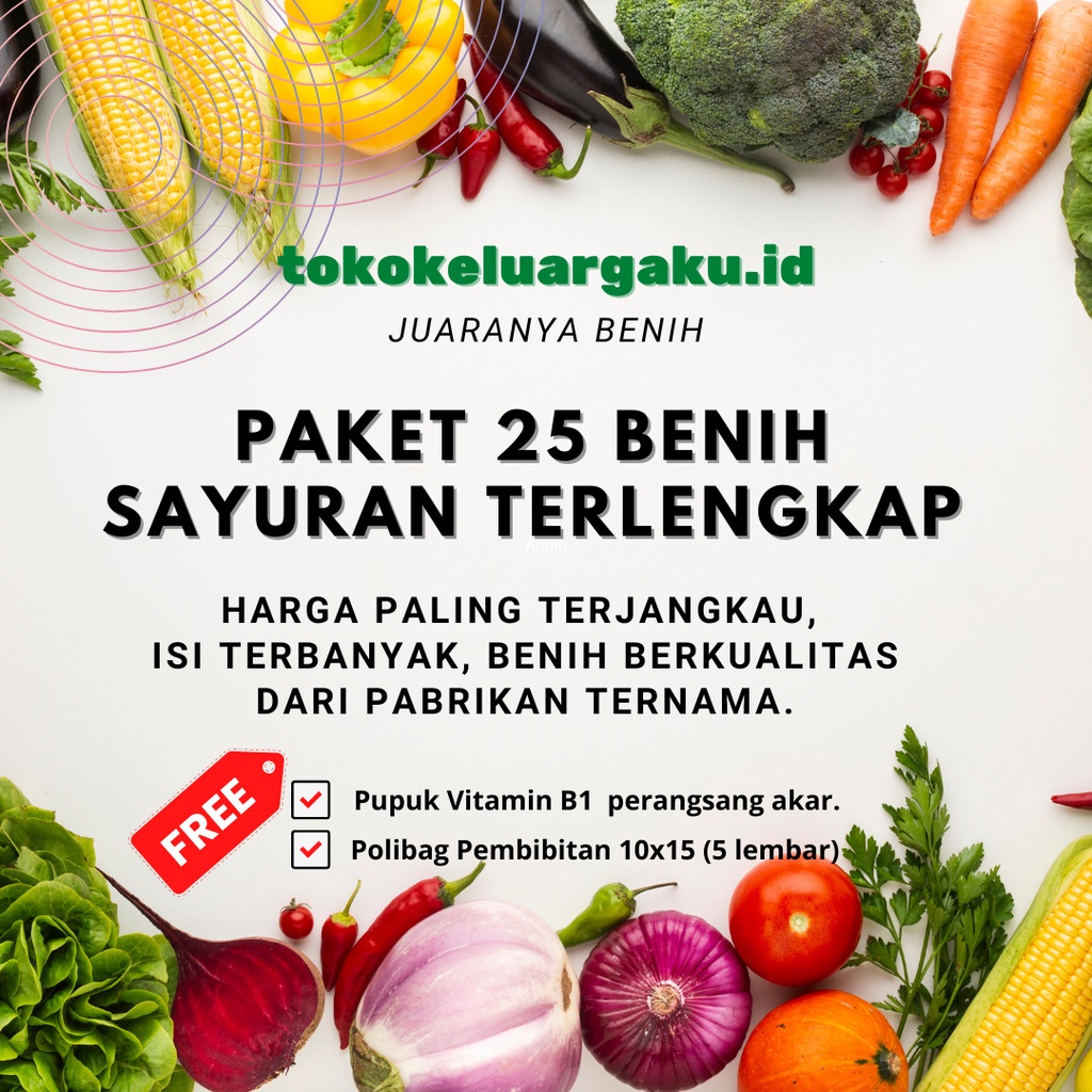 Jual PAKET 25 JENIS BENIH SAYURAN+BONUS lainnya bisa ditanam ditanah dan hidroponik juga ...