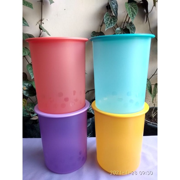Jual tupperware toples polkalala 1.25 liter peach canister 1pcs ...