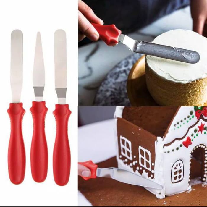 Jual IMPORT Spatula Satinless Set 3PCS 23cm LURUS BENGKOK SEGI CAKE KUE ...