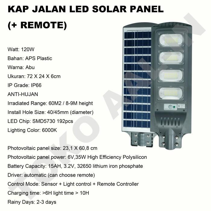 Jual Lampu jalan solar 120wat tenaga surya LED solar panel all in one ...