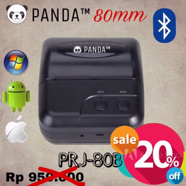 Jual PANDA MOBILE MINI RECEIPT POS PRINTER PRJ-80B KASIR/PPOB BLUETOOTH ...