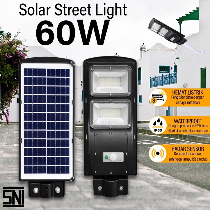 Jual LAMPU JALAN 60W 60 WATT PJU TENAGA SURYA SOLAR SNI MURAH + REMOTE | Shopee Indonesia