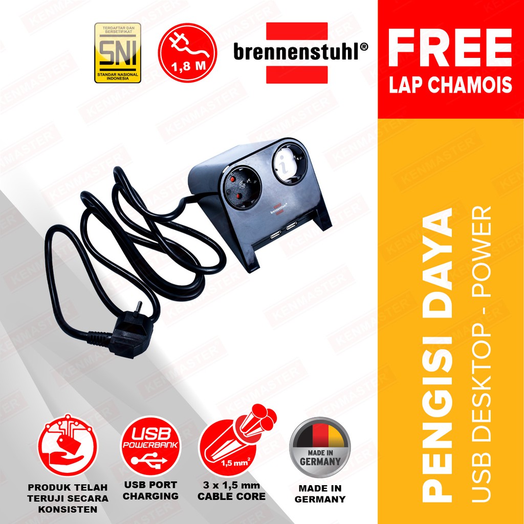 Jual Brennenstuhl Desktop-Power 2-Lubang dengan USB-Charger - Black ...