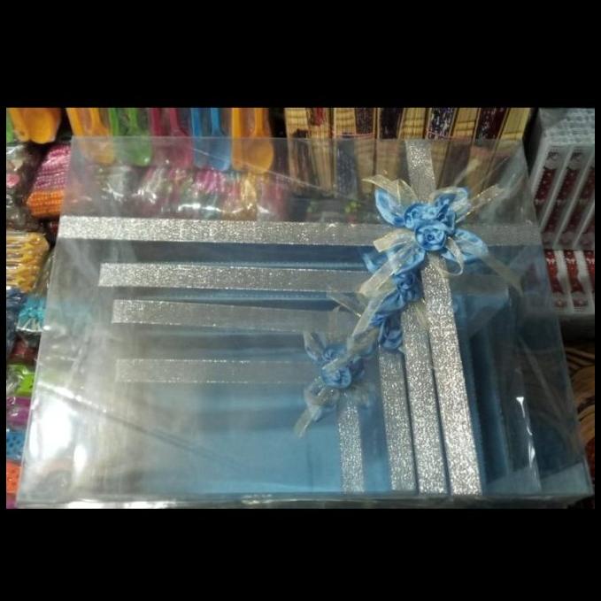 Jual Box Kotak Hantaran Seserahan Full Mika Model List Pita 1 Set Isi 4 ...