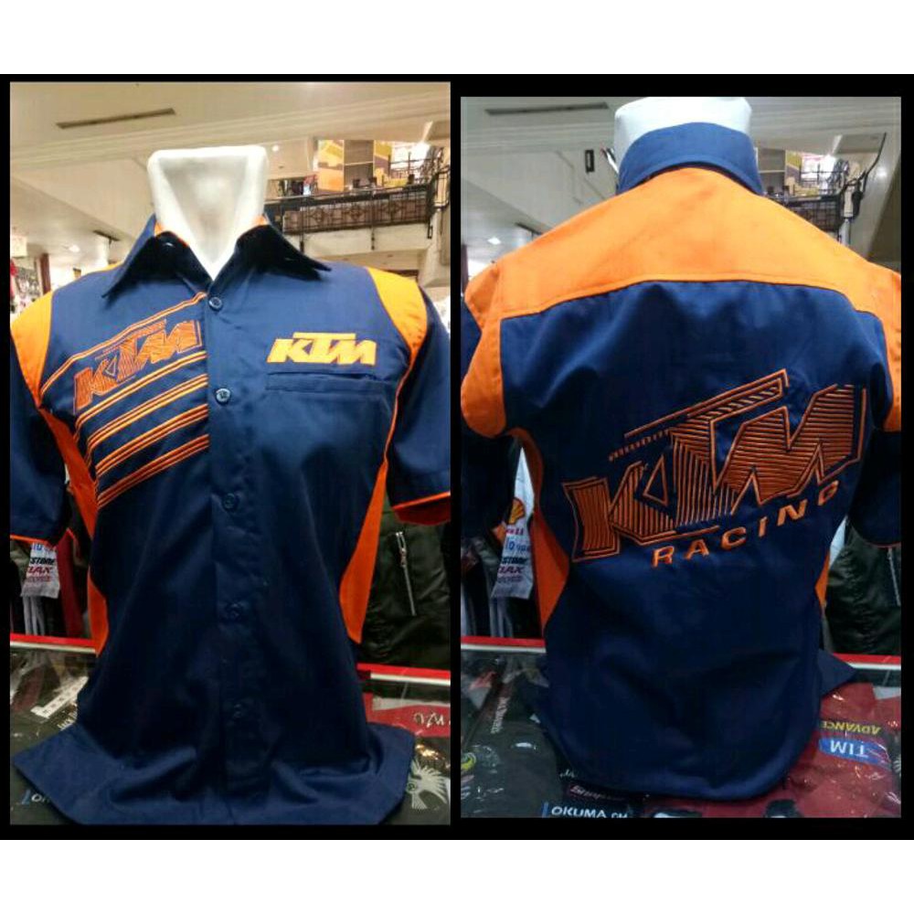 Jual Kemeja KTM Racing - MotoGP Team - Navy Orange - Baju Bikers ...