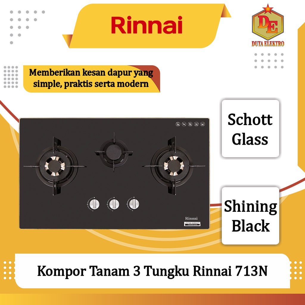 Jual Kompor Tanam 3 Tungku Rinnai RB 713N (GB) | Shopee Indonesia