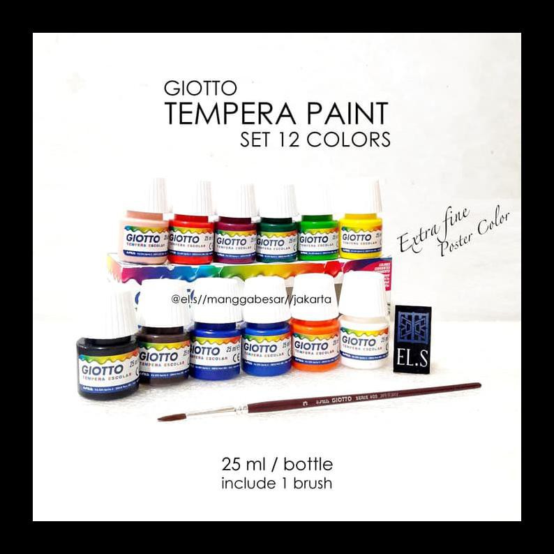 Jual UPDATE GIOTTO TEMPERA PAINT 25 ML SET 12 WARNA ( CAT POSTER ...