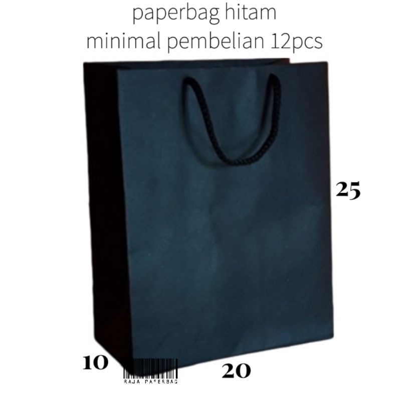Jual paperbag hitam P20 L10 T25 paper bag hitam polos 20x25 tas kertas hitam kantong kertas ...