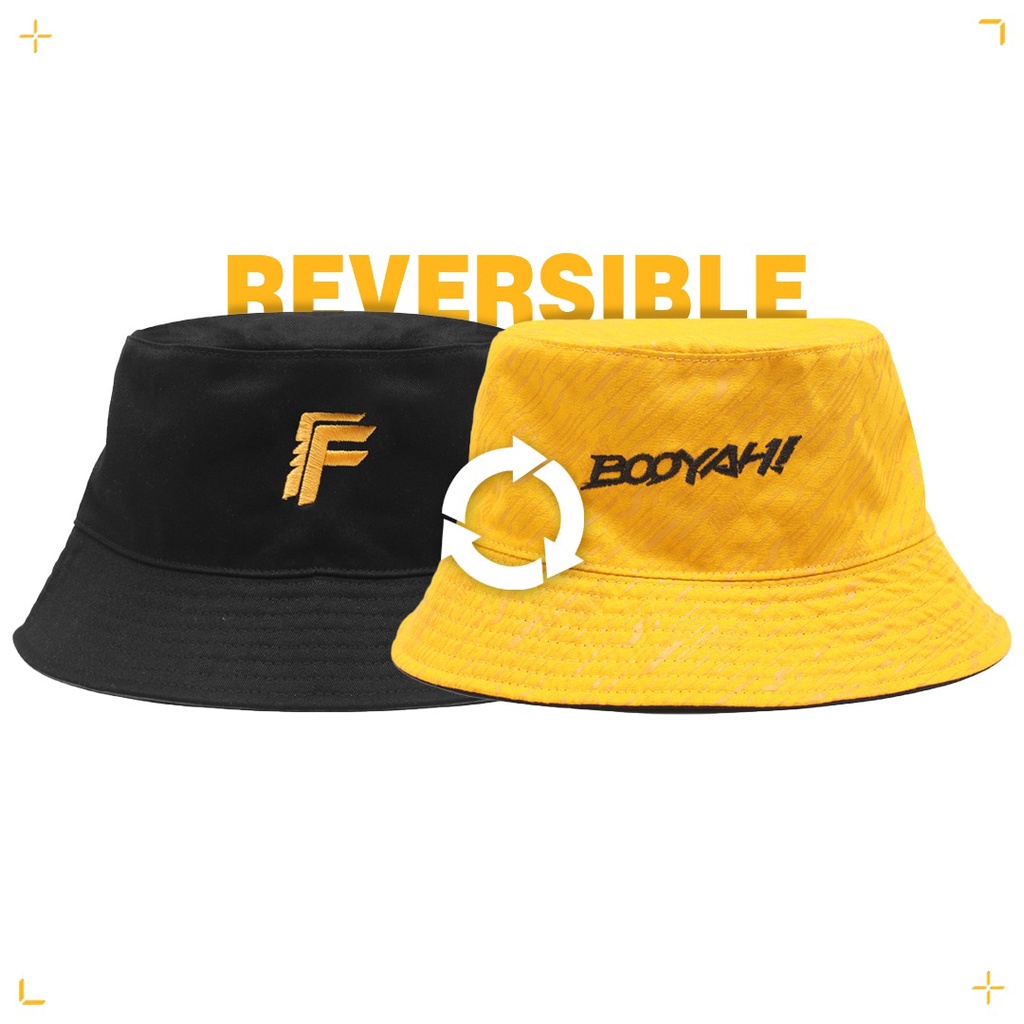 Jual HOOLIGANS X FREE FIRE Booyah Reversible Bucket Hat - Black Yellow ...