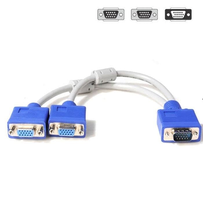 Jual KABEL VGA SPLITTER 1-2 / KABEL VGA CABANG 1 MALE - 2 FEMALE | Shopee Indonesia