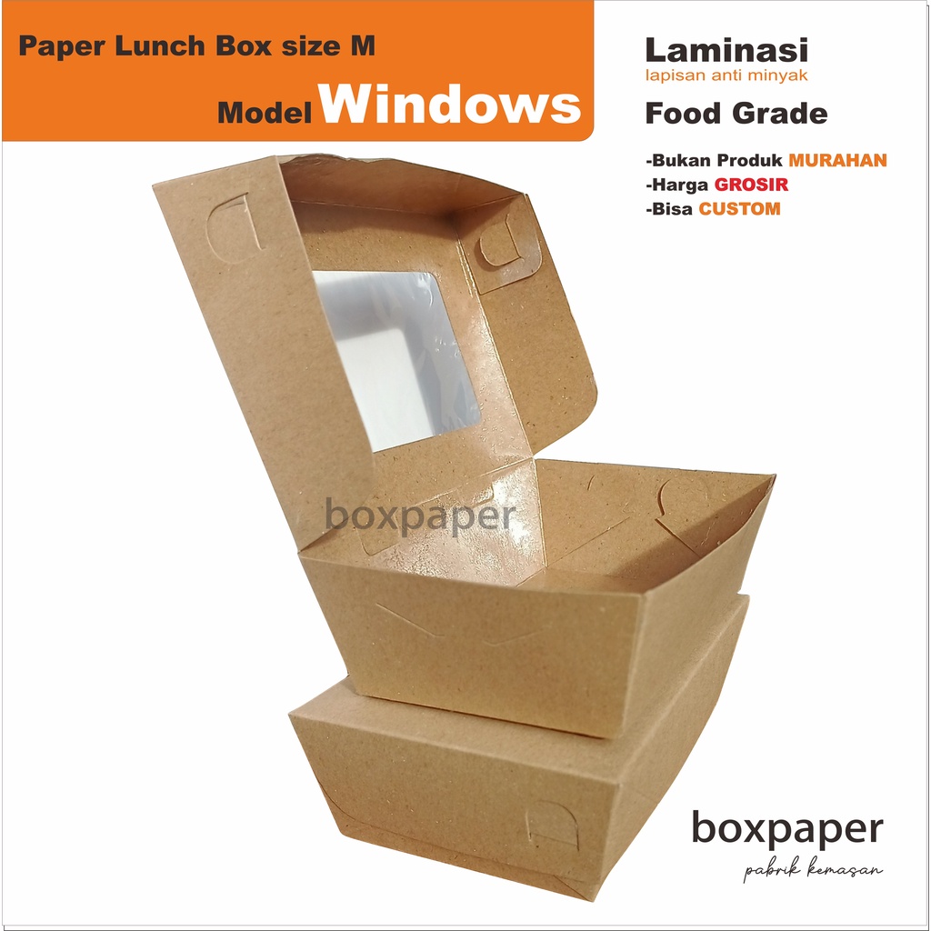 Jual Paper Lunch Box Size M ( windows) Jendela Tebal Laminasi Kemasan ...