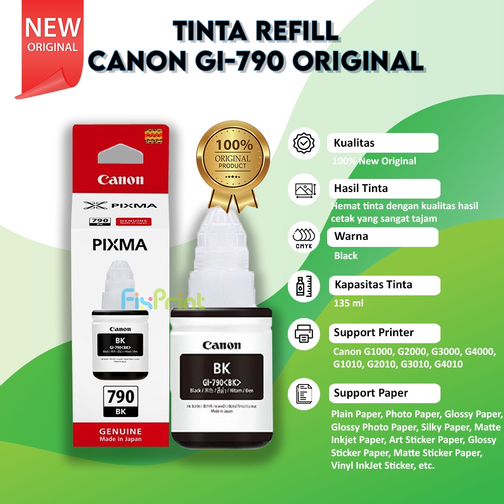 Jual TINTA PRINTER CANON GI790 GI-790 G1010 G2010 G1000 G2000 ORIGINAL ...