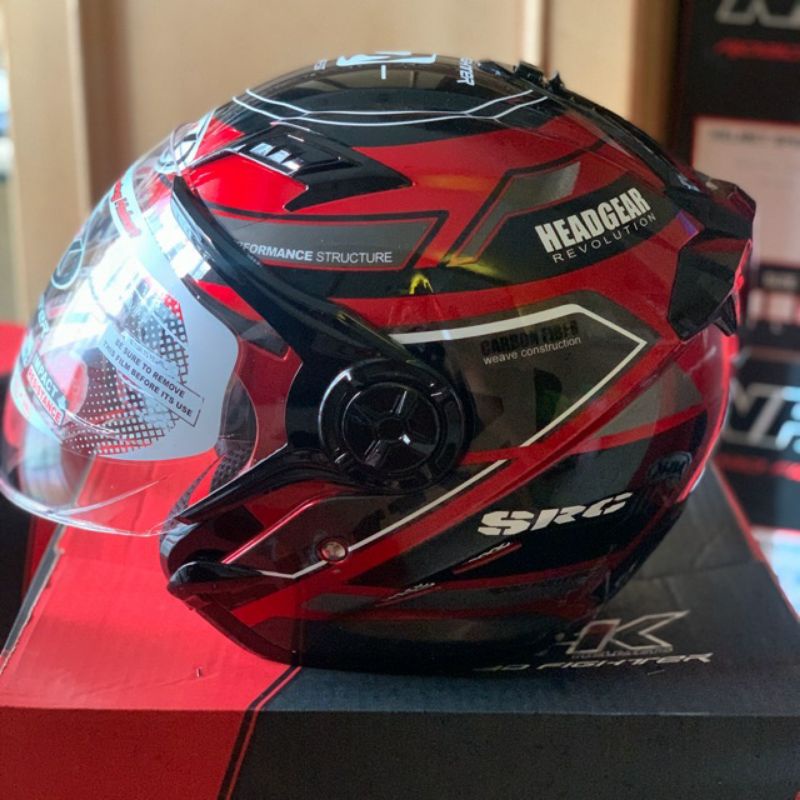 Jual helm motor half face helm nhk gladiator touring royal red 2 visor ...