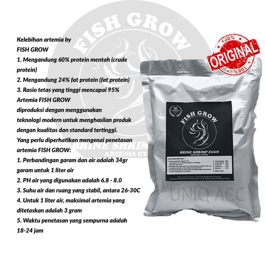 Jual Artemia Fish Grow Original 100 gram Pakan Ikan Hias Cupang Guppy ...