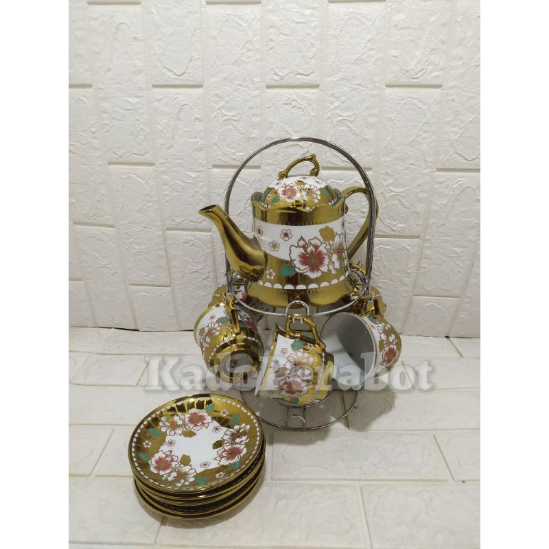 Jual Teko teh set 13pcs - coffee set fiori porcelain premium Mega Store ...