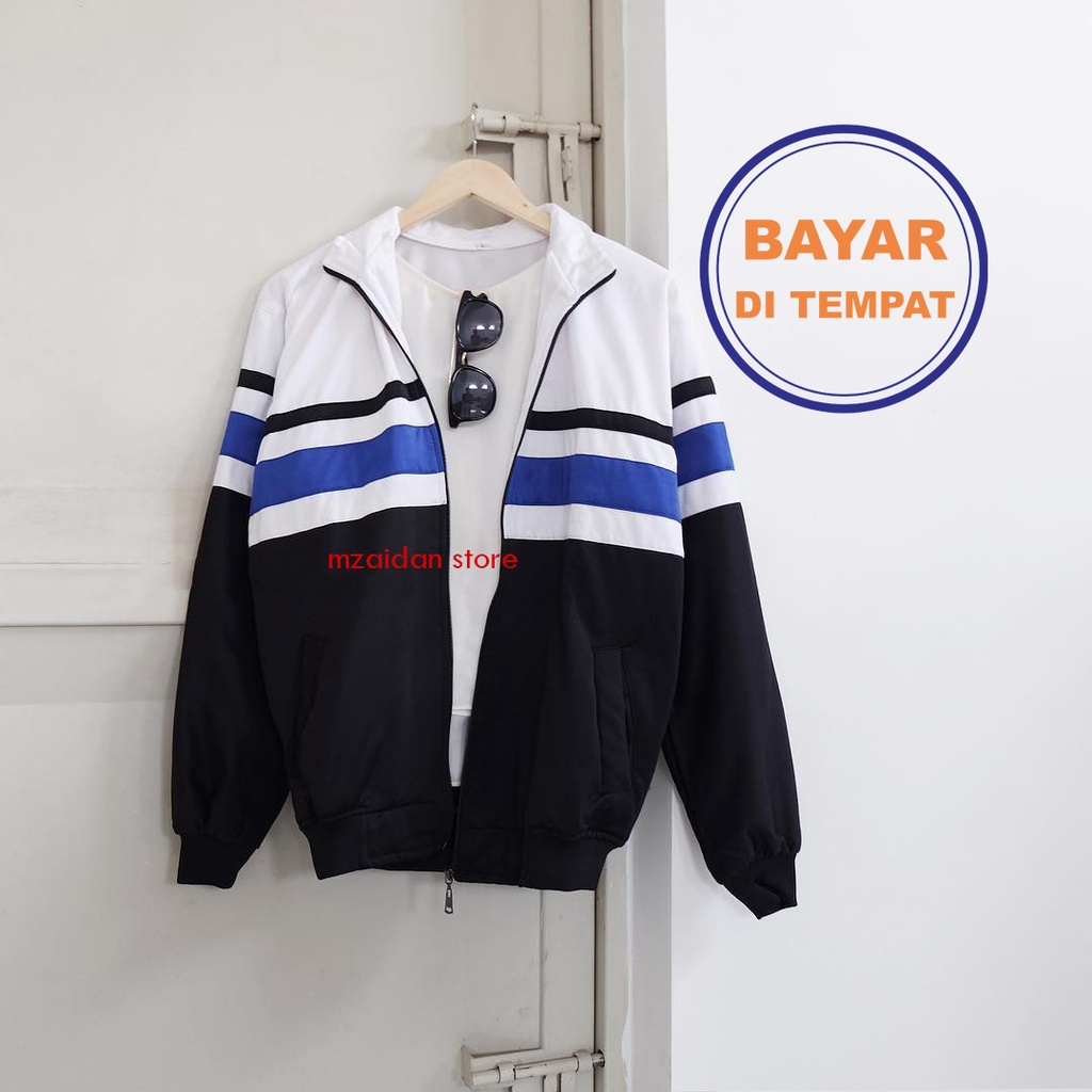 Jual Jaket Tracktop Casual Premium Best Seller white blue black ...