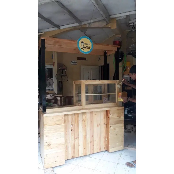 Jual Gerobak Jualan Stand Booth Kayu Jati Belanda meja stand jualan ...