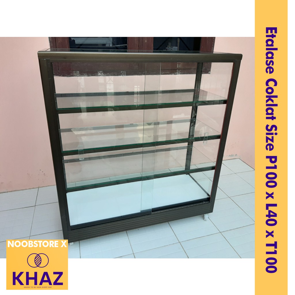 Jual Etalase Kaca Panjang 1 Meter lis / frame Coklat P100 x L37 x T100 ...