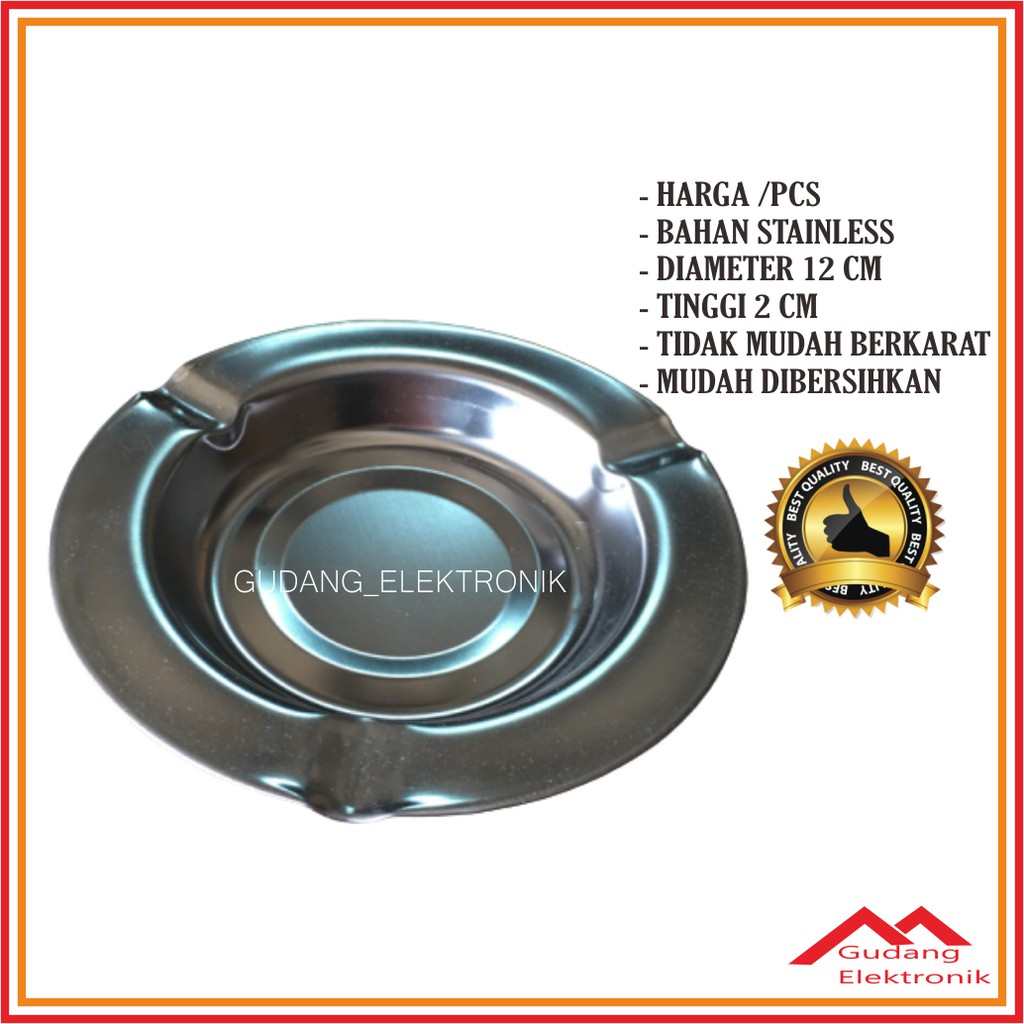 Jual Asbak Rokok Stainless Bulat Kecil Diameter 12 Cm Keren Bagus Murah ...