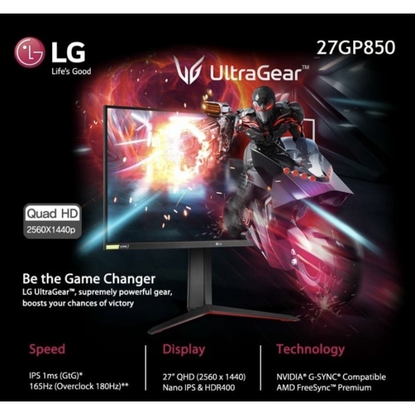 Jual Monitor LG 27GP850 / 27GP850-B 1MS 165Hz QHD 1440p Nano IPS HDR ...