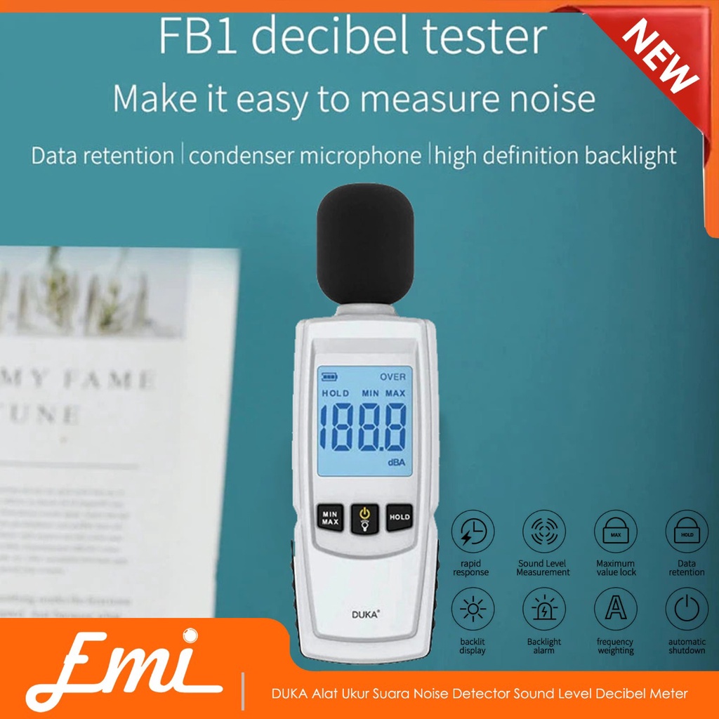 Jual DUKA Alat Ukur Suara Noise Detector Sound Level Decibel Meter - FB1 | Shopee Indonesia