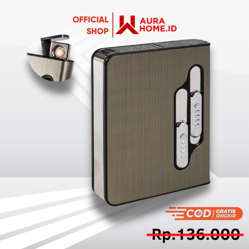 Jual Kotak Rokok 10 Slot dengan Korek Elektrik USB Rechargeable / Kotak ...