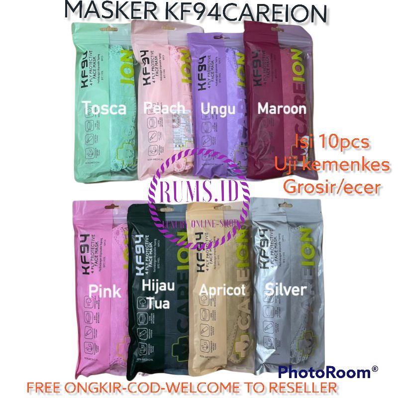 Jual MASKER KN94 CAREION warna lengkap isi 10pcs | Shopee Indonesia