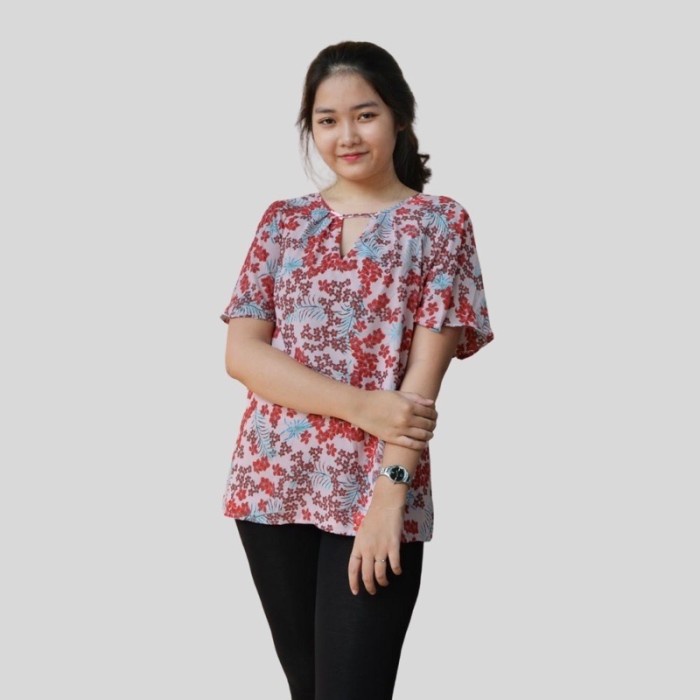 Jual Blouse lengan pendek floral motif bunga | Shopee Indonesia