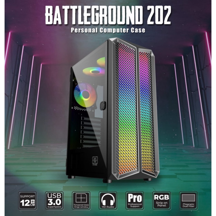 Jual Simbadda Battleground 202 RGB Tempered Glass Mid Tower Gaming ...