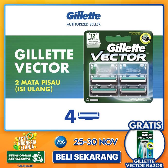 Jual HARGA SPESIAL Gillette Isi ulang Vector isi 4 Free Gillette Alat ...