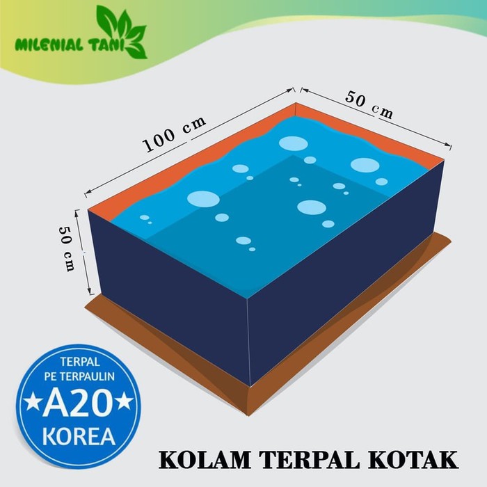 Jual Kolam Terpal Kotak A20 Dimensi 100cm x 50cm x 50cm | Shopee Indonesia