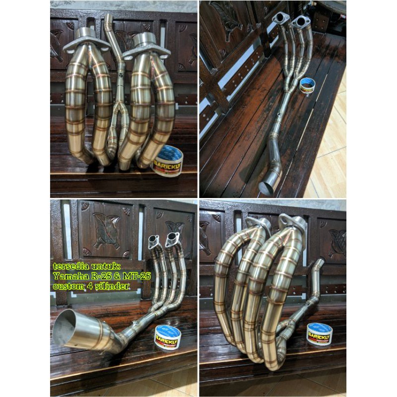 Jual Header Knalpot Racing R25 & MT25 Custom 4 Silinder Pipa Leher ...