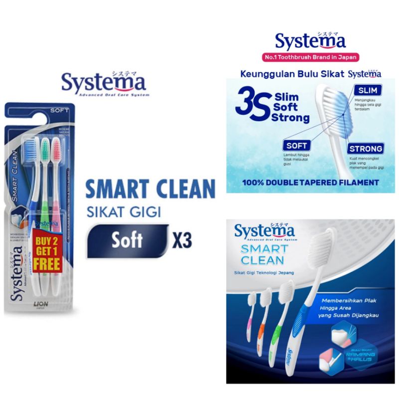 Jual SYSTEMA Sikat Gigi Smart Clean 3pcs | Shopee Indonesia