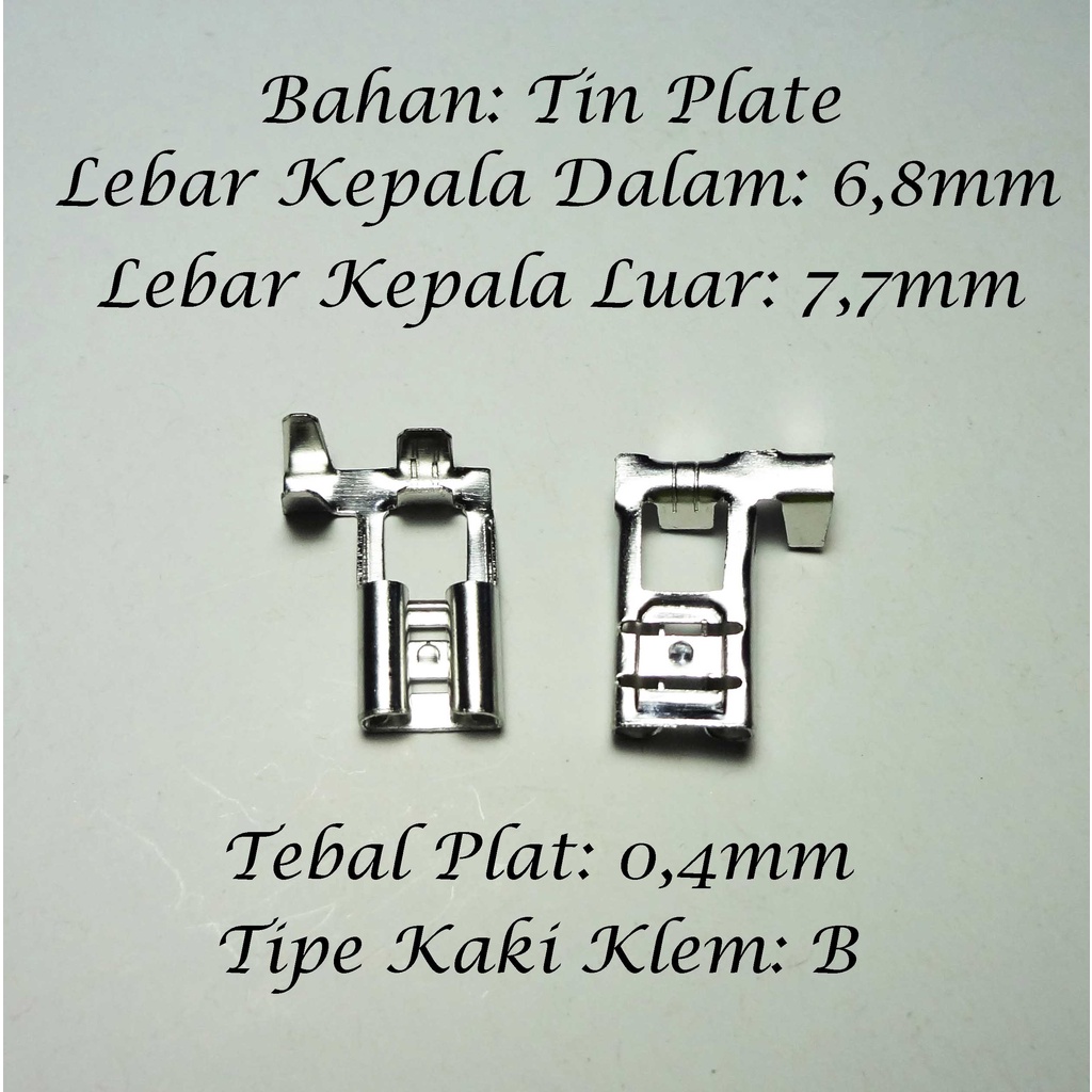 Jual Skun Kabel Female Gepeng Siku L 6,3mm Tin Plat. Tipe B. Tebal 0 ...
