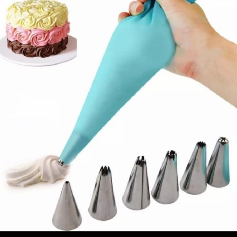 Jual Piping bag silikon set nozzle spuit 8in1 serbaguna penghias kue ...
