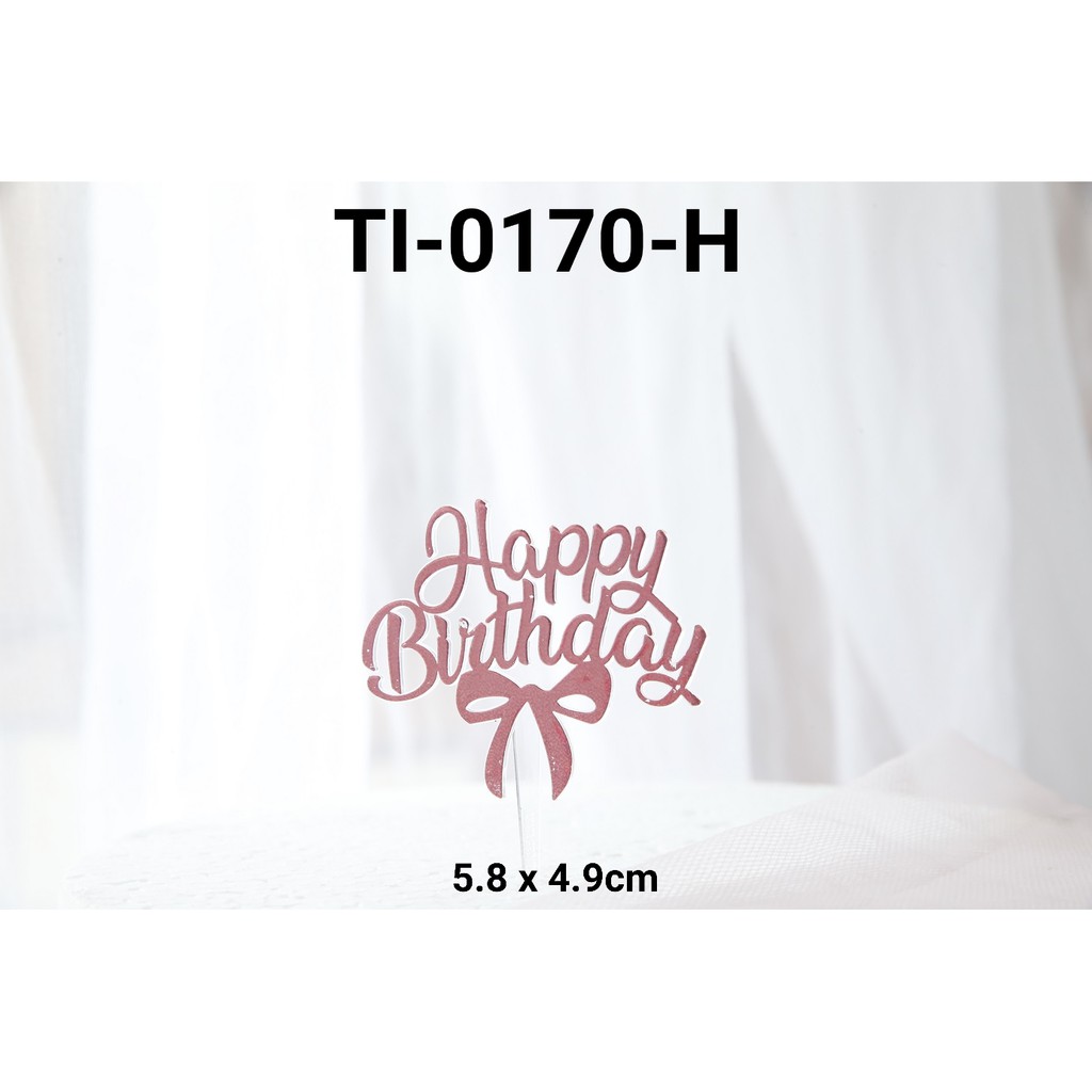 Jual TI-0170-H Topper tulisan plastik happy birthday pita pink yamama ...