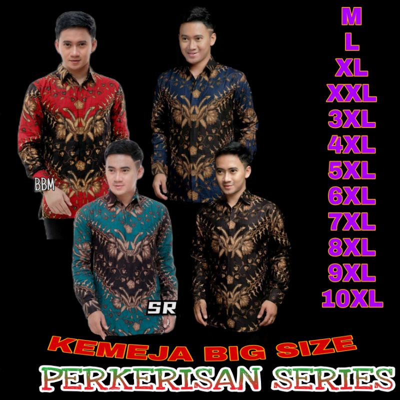 Jual KEMEJA BATIK PRIA LENGAN PANJANG BIG SIZE JUMBO | Shopee Indonesia